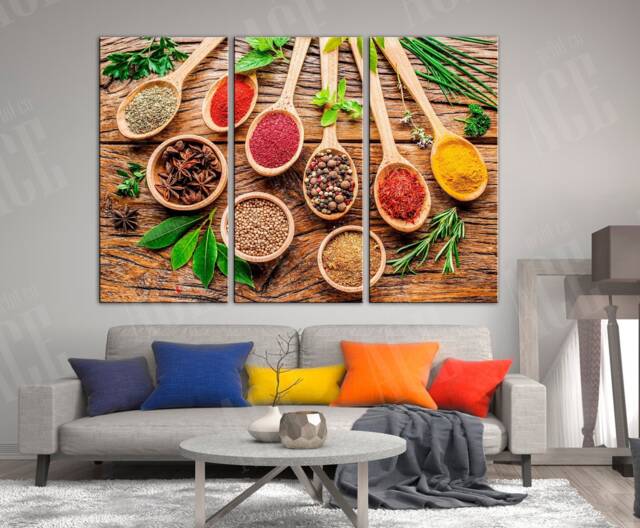 Spoon Herbs Canvas, Spice Kitchen Print, Spices Poster by Etsy ...