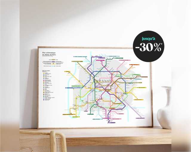 Paris Metro Map Poster/Decorative Poster With All Lines & Stations ...