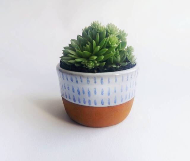 Ceramic Planter Handmade Pottery Blue & White Plant Pot Terracotta ...