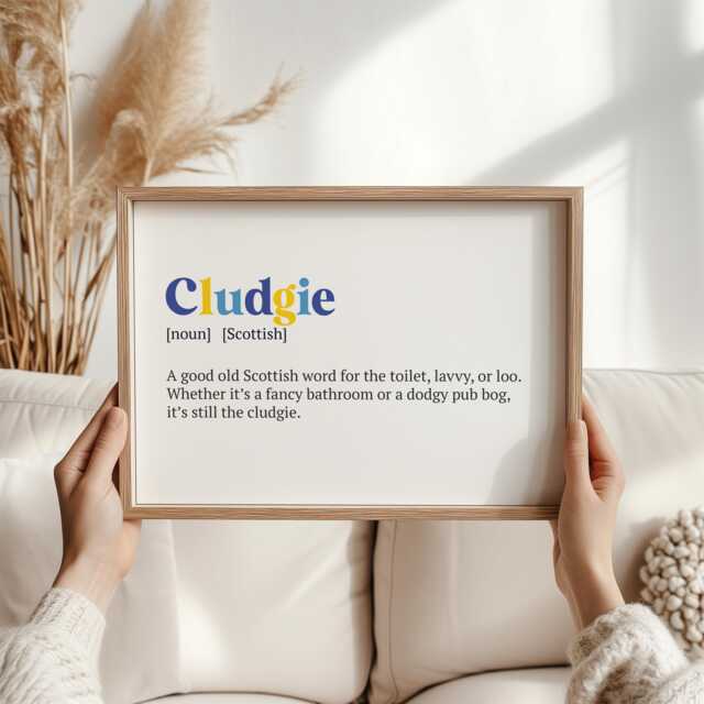 Cludgie Print - Scottish Toilet Slang Art, Funny Bathroom Wall Decor ...
