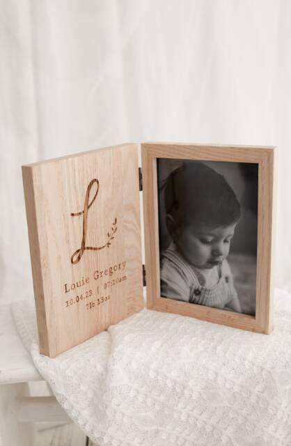 Personalised New Baby Book Photo Frame, Newborn Baby Gift, Wooden Frame ...