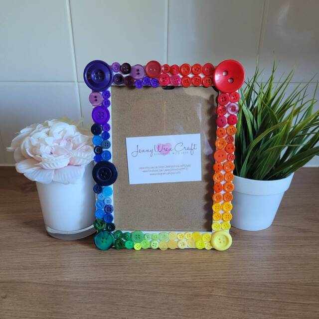 Rainbow Recycled Acrylic Button Photo Frame 5 X 7 Inches by Etsy ...
