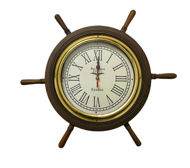 Wooden Ship Wheel Clock With Roman Numerals - Nautical Wall Art by Etsy ...