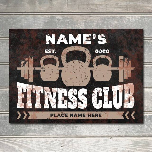 Personalised Fitness Club Gym Sign Healthy Living Workout Exercise Wall ...