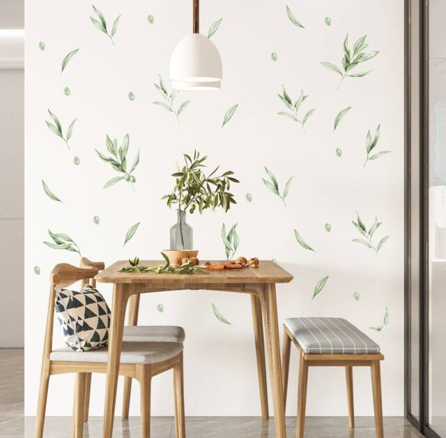 Greenery Wall Decals, Botanical Olive Leaves Decal Nursery, Green ...