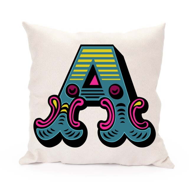 Alphabet Letter Cushion - Initial - Bold Typography Circus Colourful ...