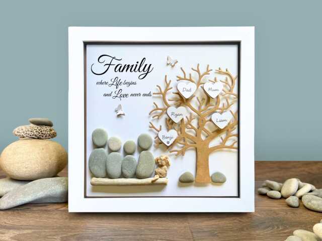 Pebble Art Family Tree Frame Custom Wall Gift by Etsy | ufurnish.com