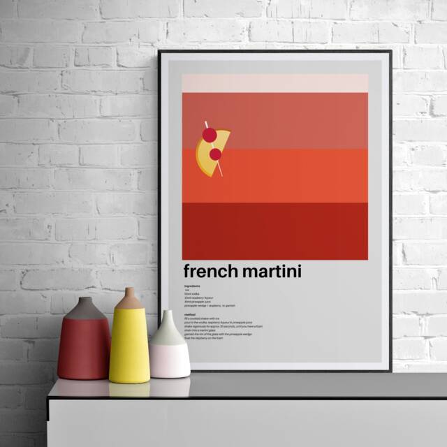 French Martini Print - Cocktail Recipe Vodka Guide Lover Kitchen Diner ...