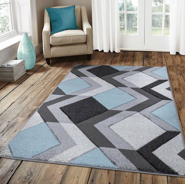 New Duck Egg Blue Silver Grey Rugs Small Large Mats Modern Contemporary ...