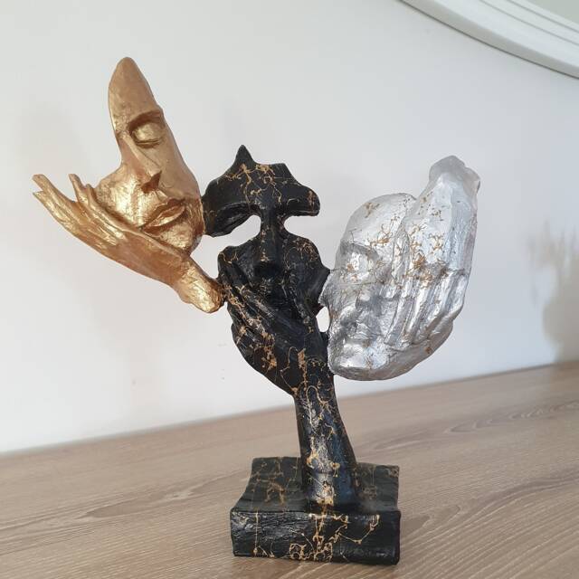 See No Evil, Hear Speak Evil Mask Sculpture, Gold Marble Effect Bust ...