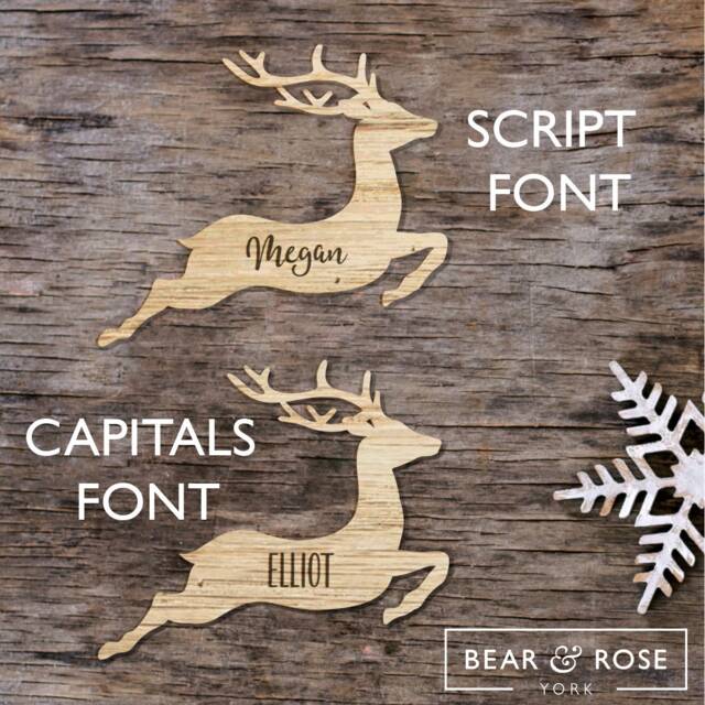 Christmas Personalised Reindeer Glass Decorations Stag Place Names by ...