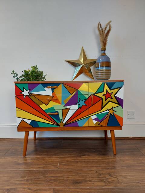 Made To Order, Bespoke Hand Painted Geometric Design Cabinet, Home ...