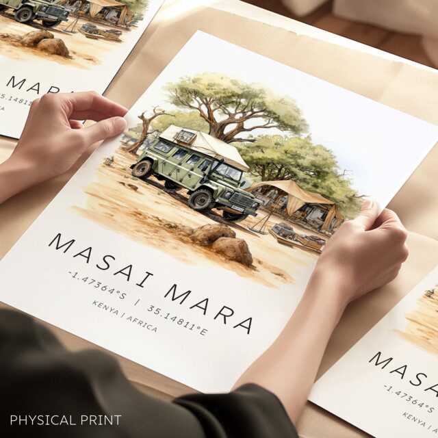 Masai Mara Kenya Travel Poster, Safari, Print, Landmark Posters, Gift ...