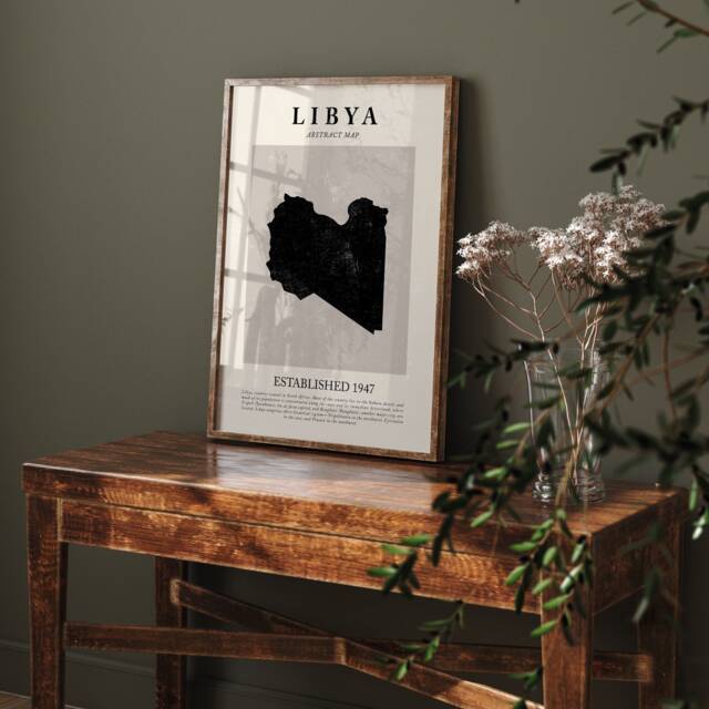 Libya Map Vintage Abstract Wall Art Print Picasso + Matisse Inspired ...