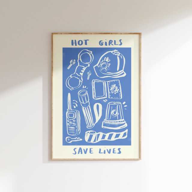 Hot Girls/Boys Save Lives Wall Print - UK Police Illustration Cops ...