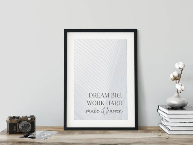 Dream Big Work Hard Print, Office Wall Decor, Motivational Quote Art ...