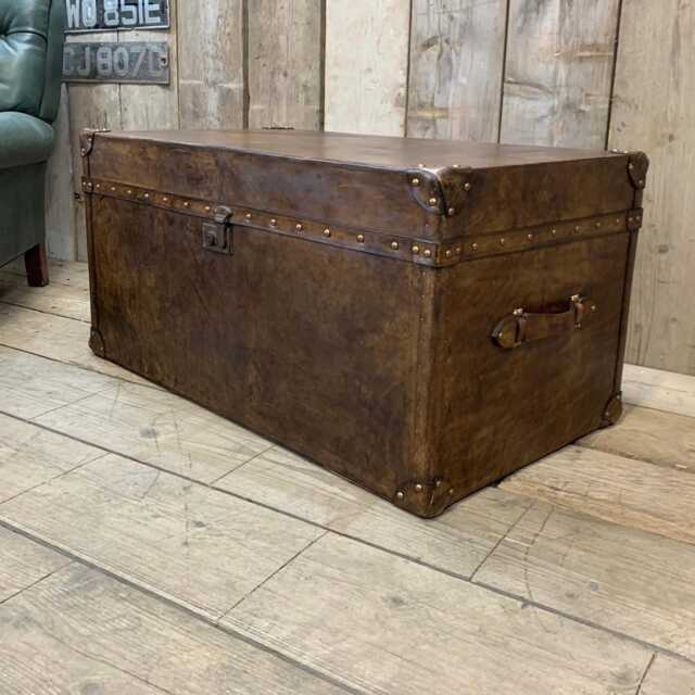 Antique Inspired English Leather Trunk Made in Nottingham England by ...