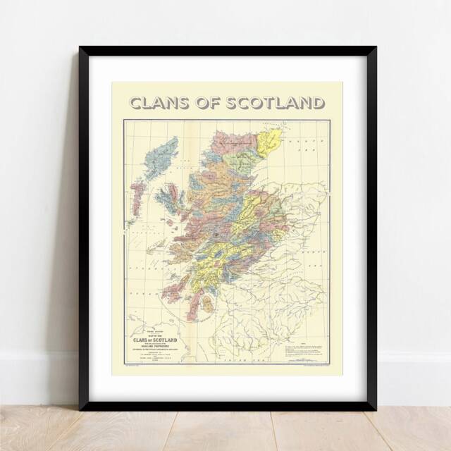 Vintage Map Of The Clans Scotland - 1899, Gift For Dad, Scotland by ...
