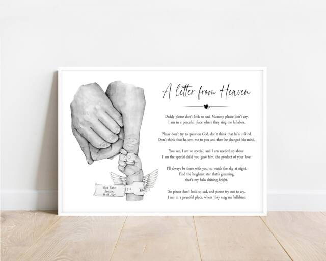 Personalised Family Poem 2 Print Birth Hands Baby Loss Angel Wings ...