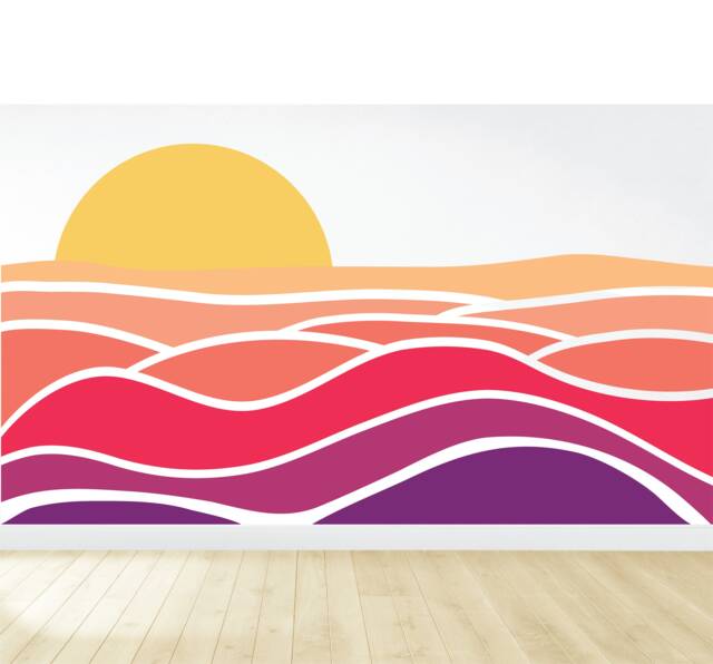 Wave Wall Decal/Mural Nautical Decor Mountain Nursery Peel & Stick ...