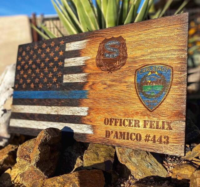 Customizable Thin Blue Line Wooden Flag, Personalized Police Support ...