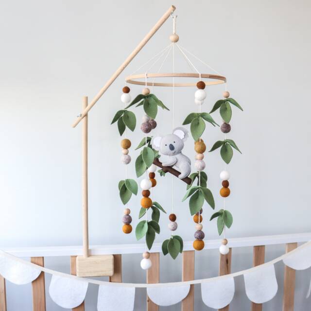 Koala Baby Mobile For Crib, Australian Animals Nursery Decor, Felt ...