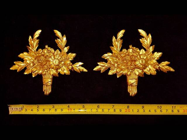 Pair Gilt Gold Or White Floral French Style Decorative Wall Furniture ...