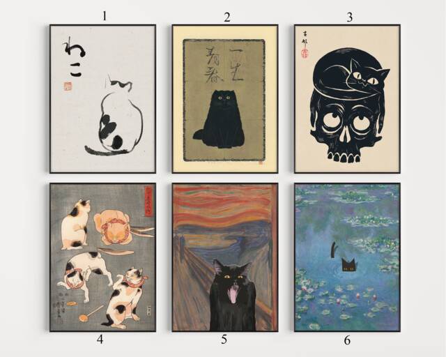 Cat Poster Set, Set Of Prints, Wall Art, Decor, Animal Gift, Posters ...