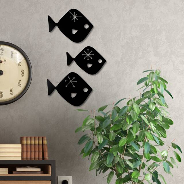 Mid-Century Modern Metal Fish Wall Art - Atomic Retro Decor For Living ...