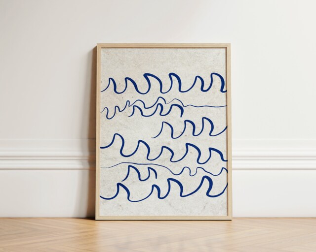 Ocean Waves Print, Surf Seaside Wall Art, Decor, Beach House Poster ...