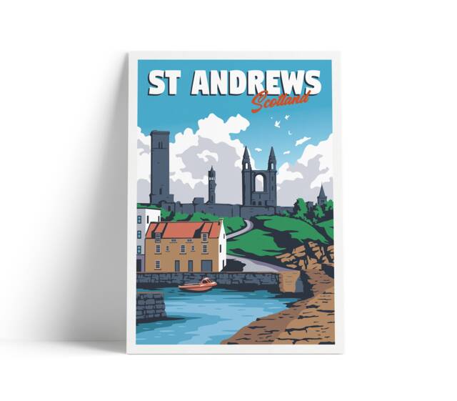 st Andrews Harbour Print - Rule's Church East Neuk Of Fife Cathedral ...