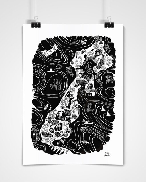 Poster Map Of The Isle R??. Cartographic & Decorative Poster By Tokiko ...
