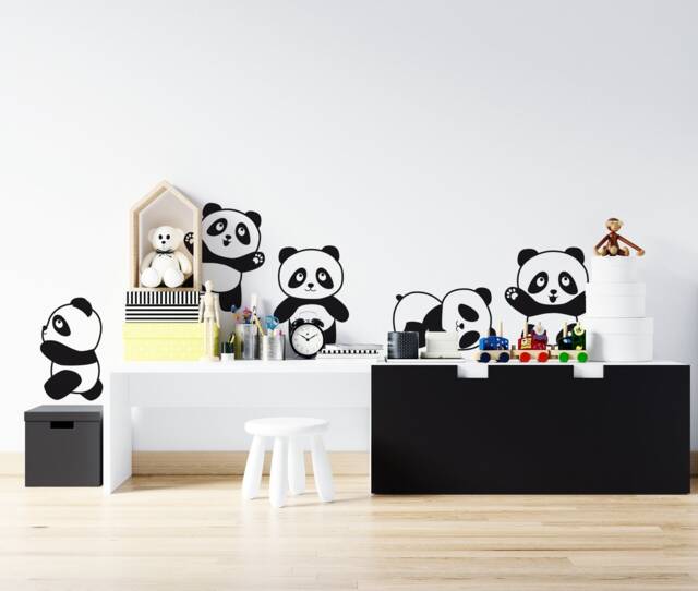 Panda Wall Decal, Nursery Sticker, Animals Decals, Kid Forest Animal ...