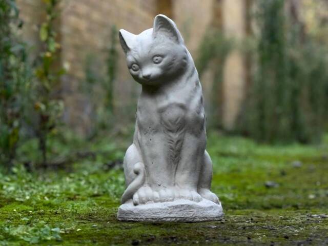 Amazing White Cat Figurine Concrete Elegant Kitty Sculpture Stone ...
