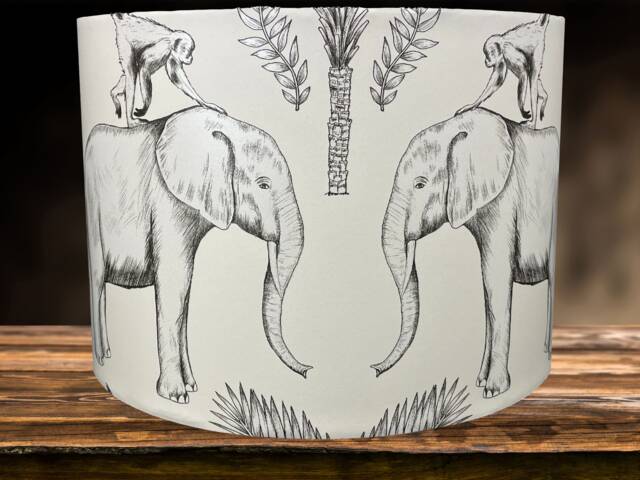 Safari Animals Lampshade - Jungle Elephant Palm Leaf Lampshades For ...