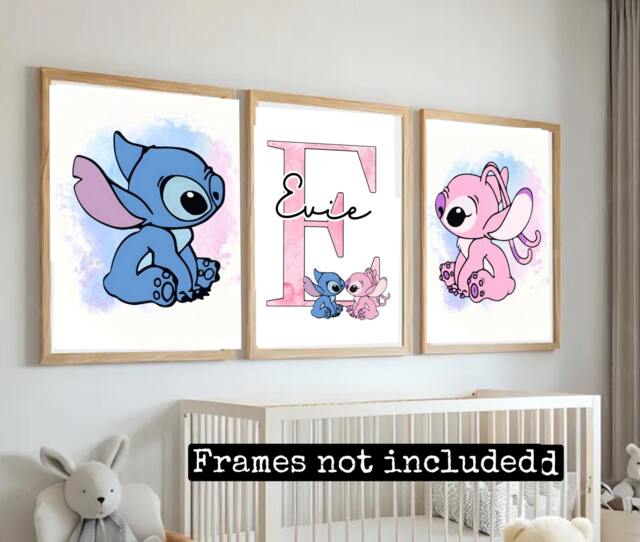 stitch Prints - Girls Bedroom Boys Children's Prints- Personalised by ...