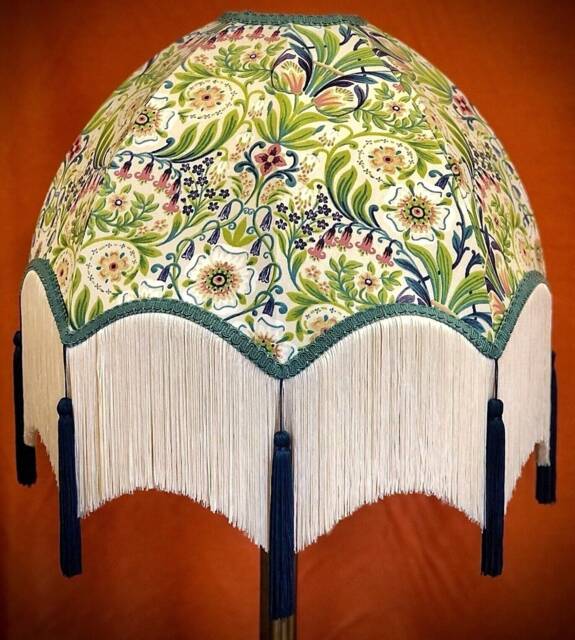 William Morris Molly Natural Floral Parachute Dome Fabric Lampshade For ...
