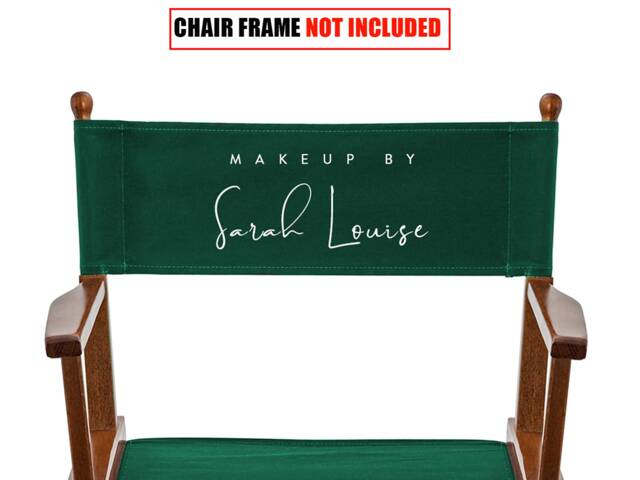 Green Personalized Chair Covers Set For Makeup Artist & Director Chair ...