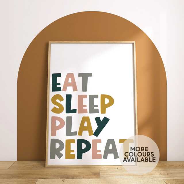 Eat Sleep Play Repeat Print - Playroom Decor Kids Bedroom Poster ...