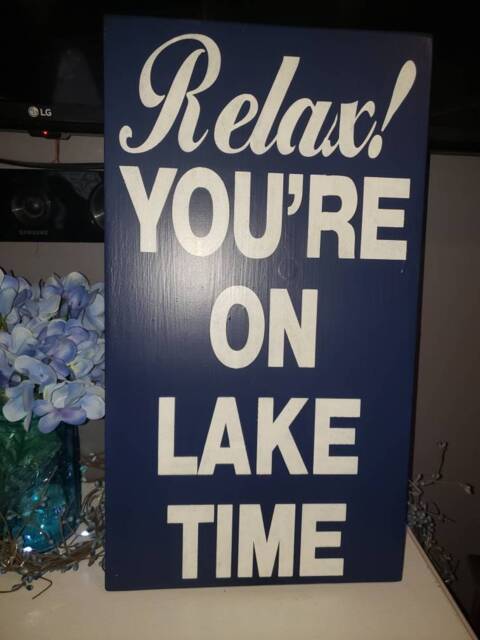 Relax You're On Lake Time Sign Lakehouse Decor Large Porch Wall Hanging ...