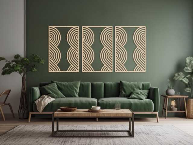 Wood Wall Art Set - Geometric Decor Modern Wooden Minimalist Wall Art ...