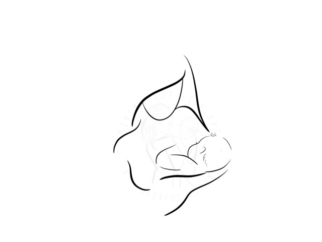 Mother & Child Hugging Line Art. Mom & Baby Illustration. Simple ...