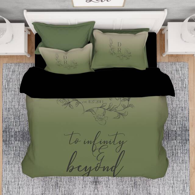 Custom Initial Comforter Set Green Infinity Design, Couple Gift by Etsy ...