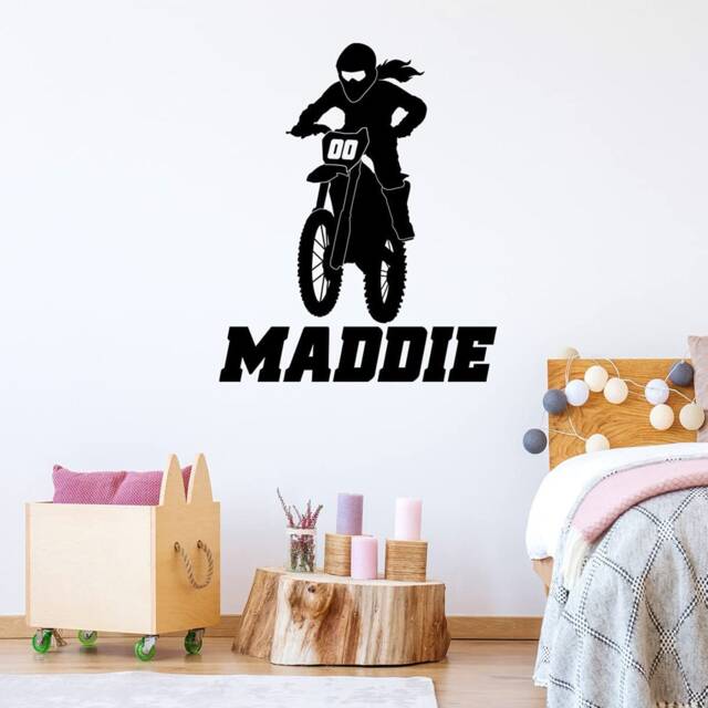 Dirtbike Girl Customized Wall Decal Extreme Sports Personalized Kids ...