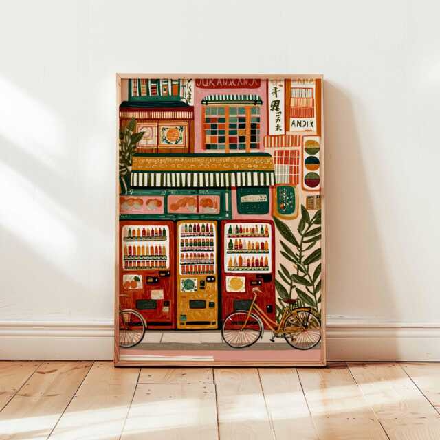 Japanese Vending Machine Poster, Japan Print, Retro Colorful Wall Art ...