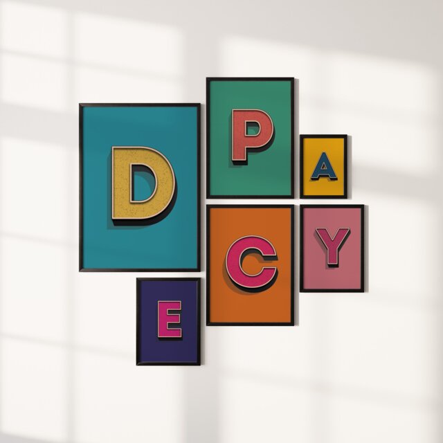 Retro Bold Letter Print, Custom Alphabet, Personalised Wall Art, A5 A4 ...