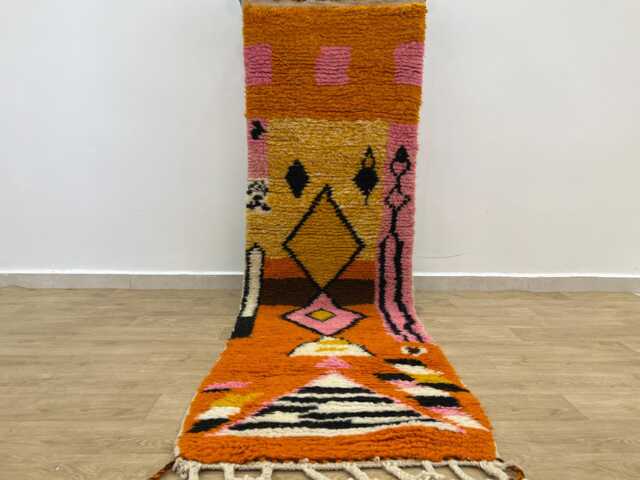Moroccan Hallway Rug , Handmade Runner Rug Orange Narrow Moroccan ...
