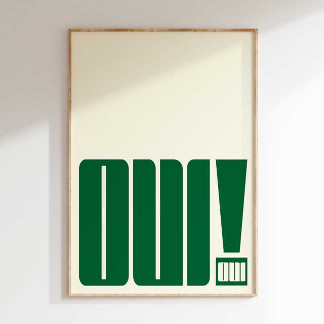 Oui Wall Art Print, Yes Poster, Modern Typography Home Decor, Quote ...
