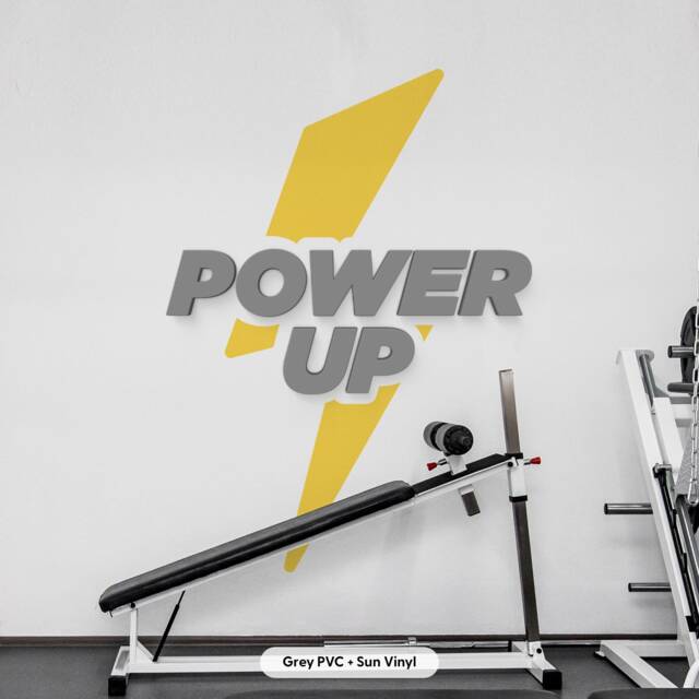 Power Up, 3D Gym Decal, Large Fitness Sign, Wall Art Decor, Design ...