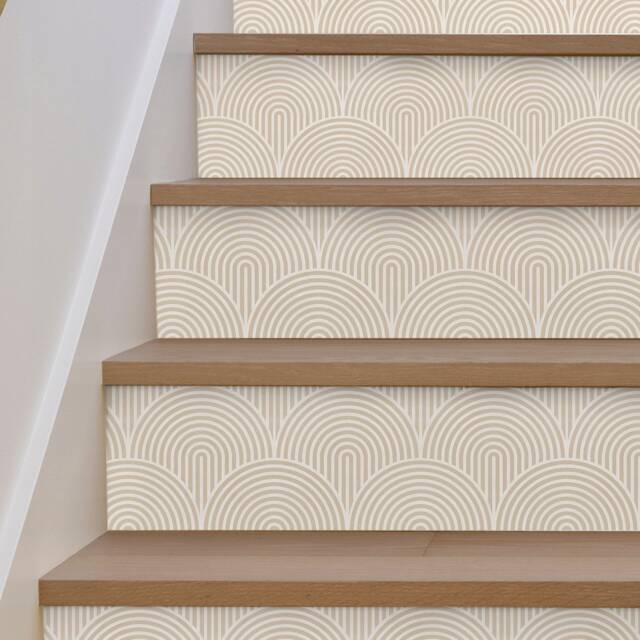 Boho Lines Beige Stair Riser Stickers - Pack Of 6 Removable Tile Decals ...